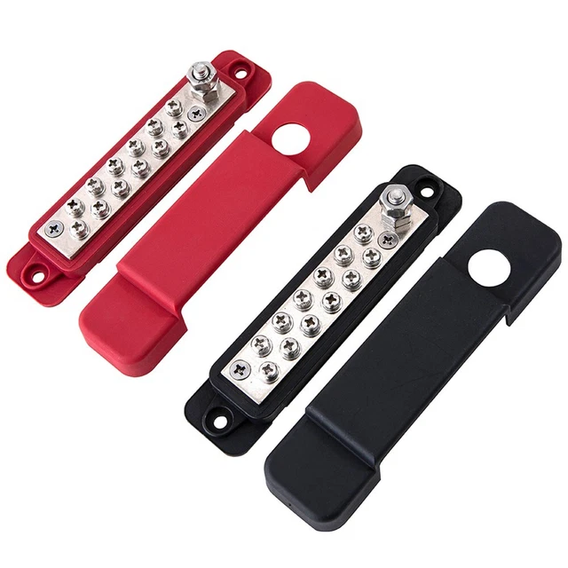 12 POINT BUSBAR Bus Bar Power Distribution Block 180A 12V DC-Pair Black ...