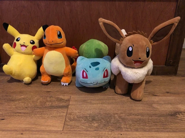 POKÉMON PLUSH BUNDLE, 4 Teddies; Eevee, Pikachu, Charmander, Bulbasaur ...