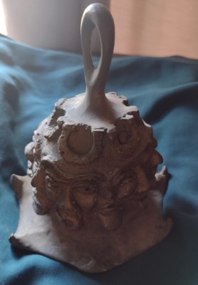 ANTIQUE CAST BRONZE Hindu Temple bell Lord Shiva 10 Faces around the ...