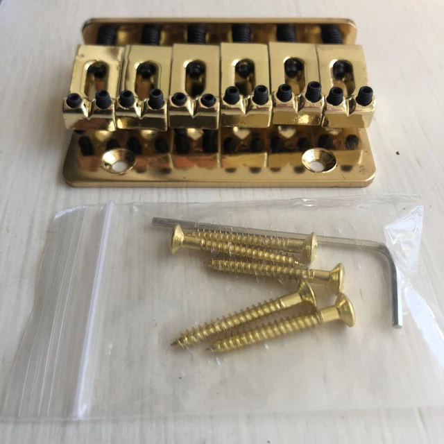 TOP-LOAD HARDTAIL GOLD Fixed Bridge with Block Saddles for Tele, Strat ...