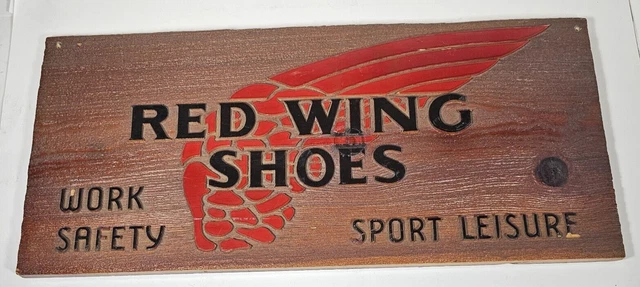 RED WING SHOES Wood Sign Display Vintage Advertising 24" x 11" £222.09 ...