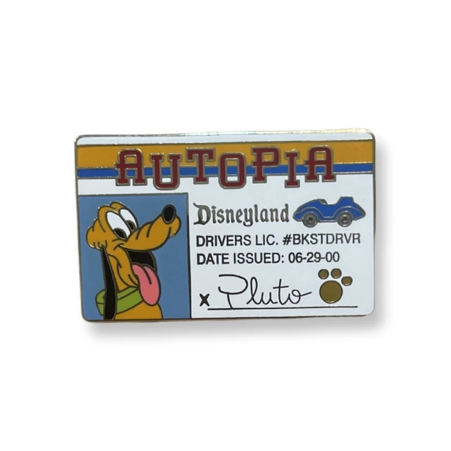 WALT DISNEY DISNEYLAND Pluto Autopia Driver License Rare Pin $35.01 ...