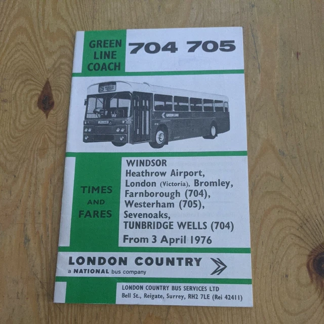 1976 GREEN LINE Coach Timetable London Country Tunbridge Wells Windsor ...