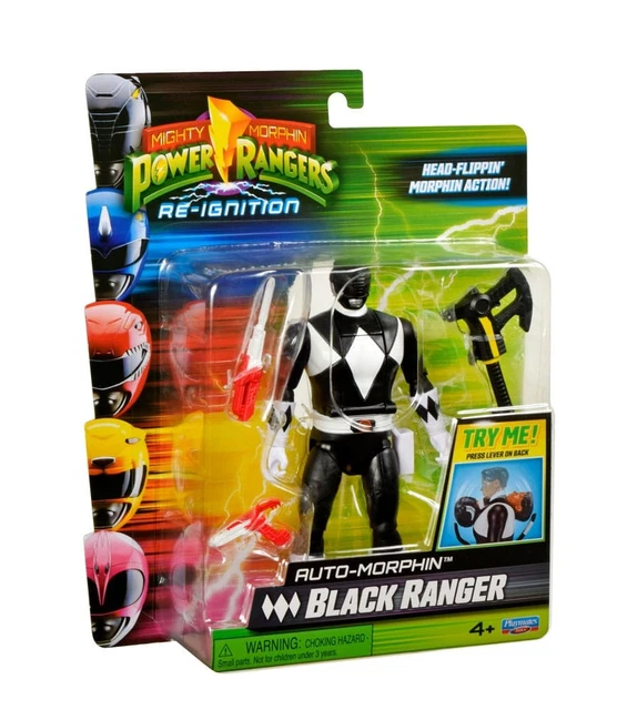 MIGHTY MORPHIN POWER Rangers Action Figura Auto-morphin Black Ranger 12 ...
