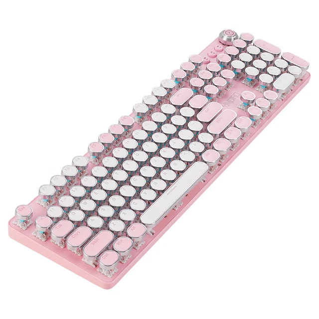 RETRO PUNK TYPEWRITER-STYLE Gaming Keyboard Blue Switches LED Backlight ...