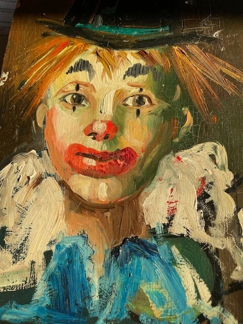 JOLI PETIT TABLEAU de clown sur isorel EUR 45,00 - PicClick FR