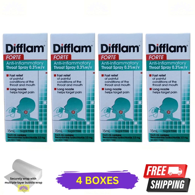 4 X DIFFLAM Forte 15ml Anti-Inflammatory Throat Spray For Fast Pain ...