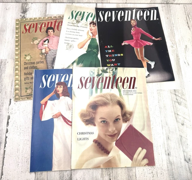 VTG SEVENTEEN MAGAZINE December Lot years 1952-1956 Holiday Covers ...