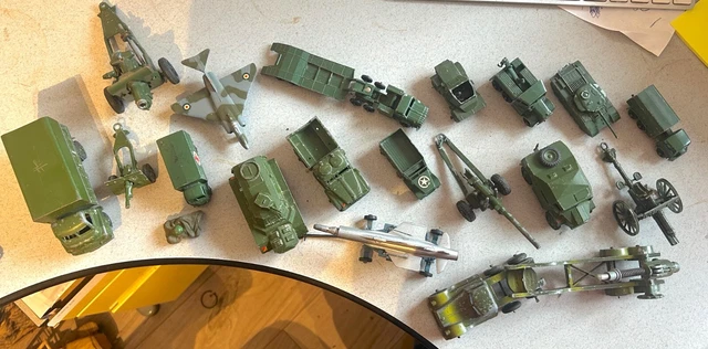 VINTAGE DIECAST MILITARY vehicles lot Dinky Crescent Lesney Britains ...