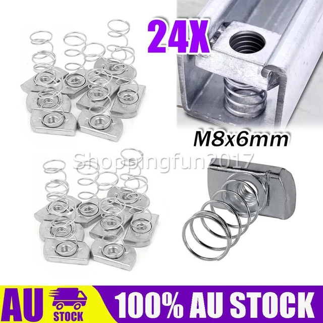 24X STAINLESS STEEL Spring Channel Nuts Unistrut Type Zinc Plated Nut ...