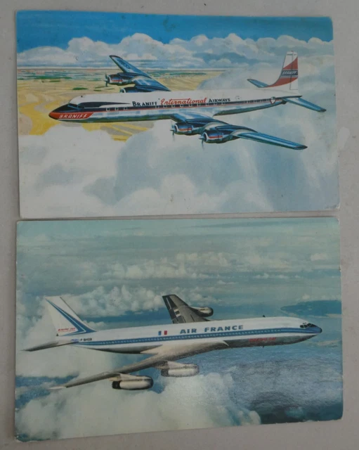 ANCIENNE CARTE POSTAL avion Boeing 707 Air France + Douglas DC-7C ...