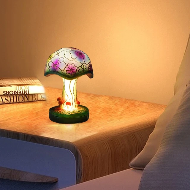 MUSHROOM LAMP RESIN Usb Connection Bedside Night Light Table Decoration ...