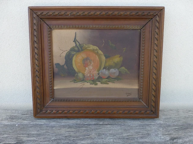 TABLEAU SIGNÉ VERNET nature morte fruit légume 19eme huile sur toile ...