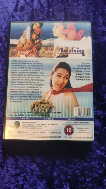 DVD. AASHIQ. BOBBY Deol. Karisma Kapoor. Indra Kumar. Classic Bollywood ...