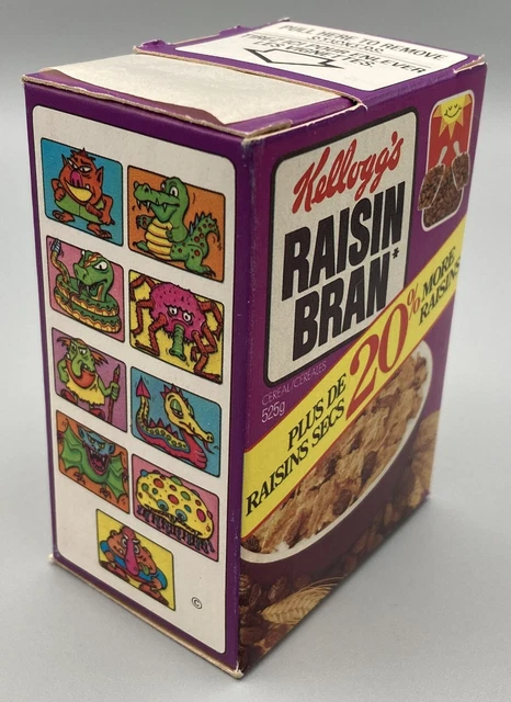 VINTAGE KELLOGG'S MINI-RAISIN Bran Box Sticker Dispenser - 1985 $10.00 ...