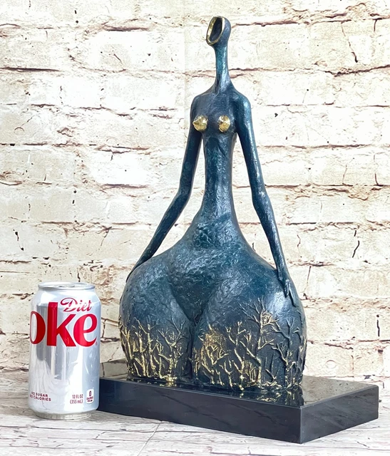 ORIGINAL SIGNÉ CHAIR Bronze Femelle Fertilité Déesse Statue Sculpture ...
