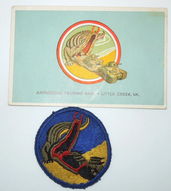 ORIGINAL WWII US Navy 1st Type Amphibious Forces Gator Patch & Postcard ...