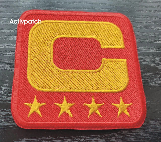 KANSAS CITY CHIEFS Football NFL Captain C Patch C Gold 4 Star Gold sew ...