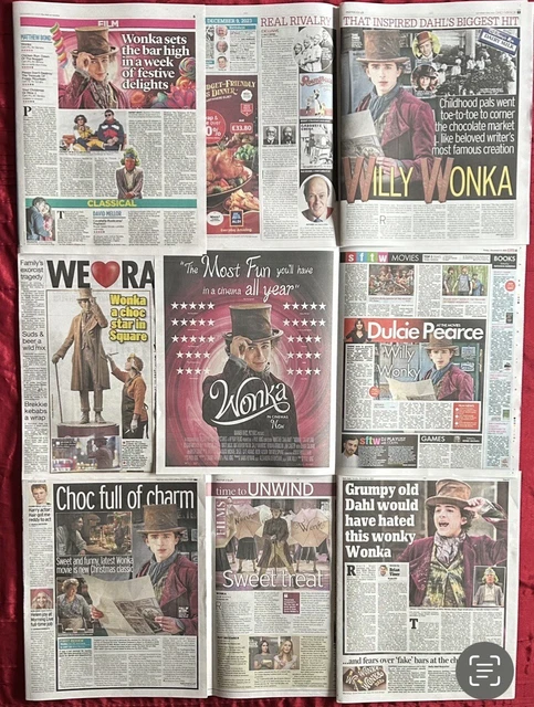 WONKA MOVIE WILLY Wonka And The Chocolate Factory Newspaper Clippings ...