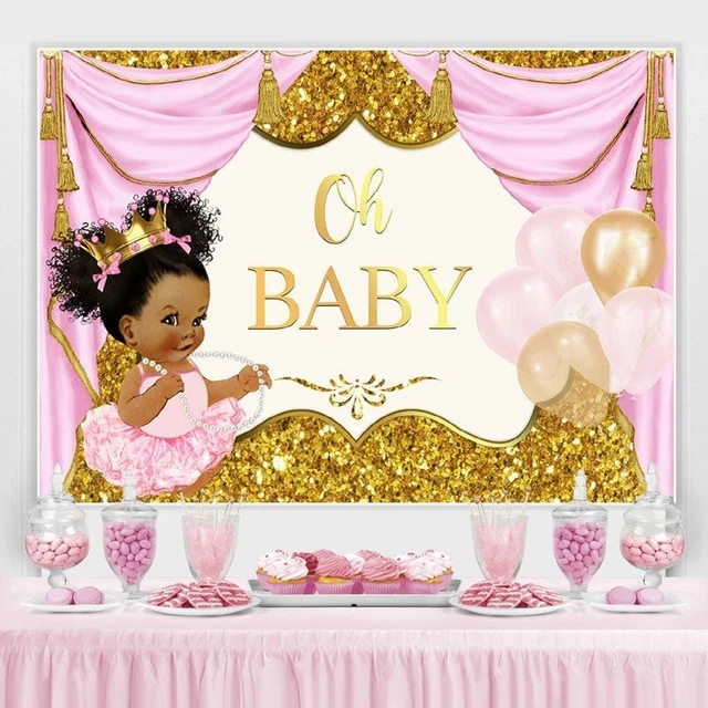 GORGEOUS PINK AND Gold Balloons Baby Shower Backdrop $35.97 - PicClick AU