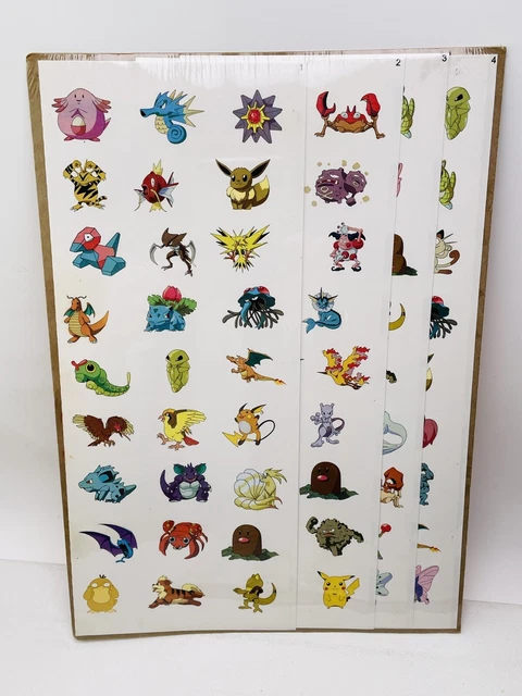 POKEMON POKEDEX POSTER +4 STICKERS sheets NOS Vintage GOLDEN BOOKS 1999 ...