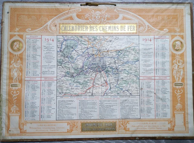 GRAND CALENDRIER DES Chemins De Fers Année 1914 $44.26 - PicClick AU