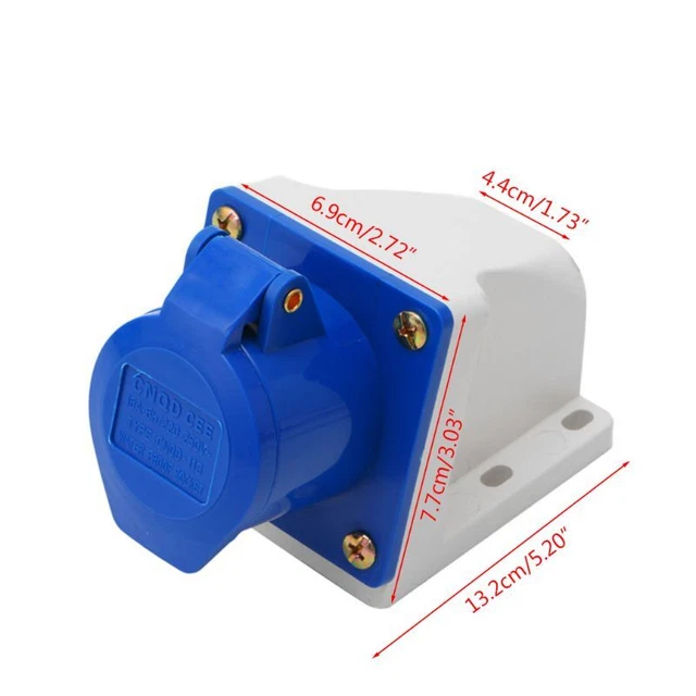 16 AMP 3 Pin Industrial Socket 220-250V Weatherproof IP44 2P+E 3Phase ...