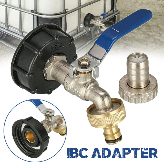 IBC TOTE 1000L Tank Drain Adapter Threaded Cap Garden Hose Connector 3/ ...