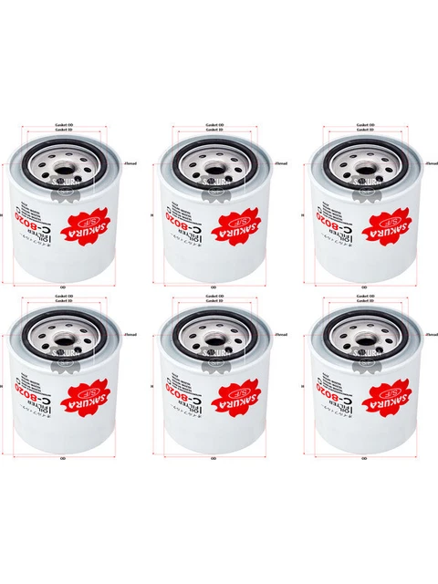 6 X SAKURA Spin-On Oil Filter C-8020 fits PLYMOUTH GRAN FURY 440 V8 ...