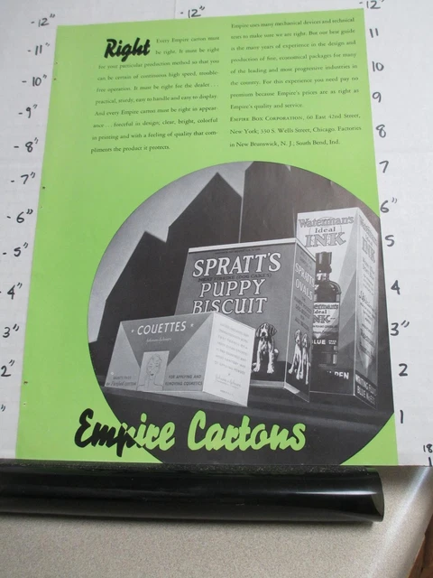 MAGAZINE AD 1935 EMPIRE Cartons Couettes Spratt puppy biscuit Waterman ...