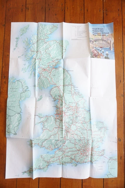 1999 2000 BRITISH Rail Passenger Network Railway Map £9.99 - PicClick UK