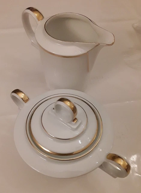 ZUCKERDOSE UND MILCHKÄNNCHEN von SCHUMANN BAVARIA mit Goldrand EUR 15 ...