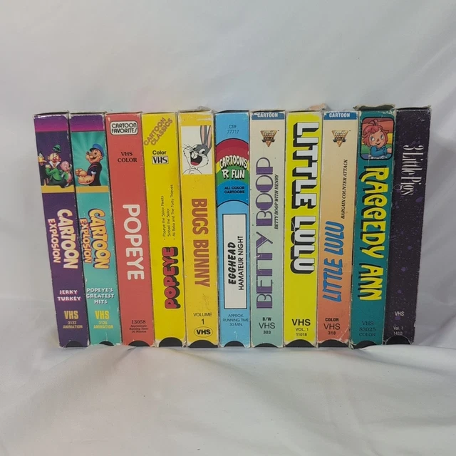 VINTAGE CARTOON VHS Bundle: Little Lulu, Betty Boop & Popeye, Etc ...