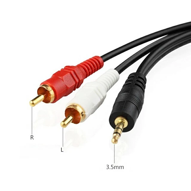 3.5MM TO 2RCA Cable Twin Phono to Jack Audio Stereo Lead Aux GOLD Red ...
