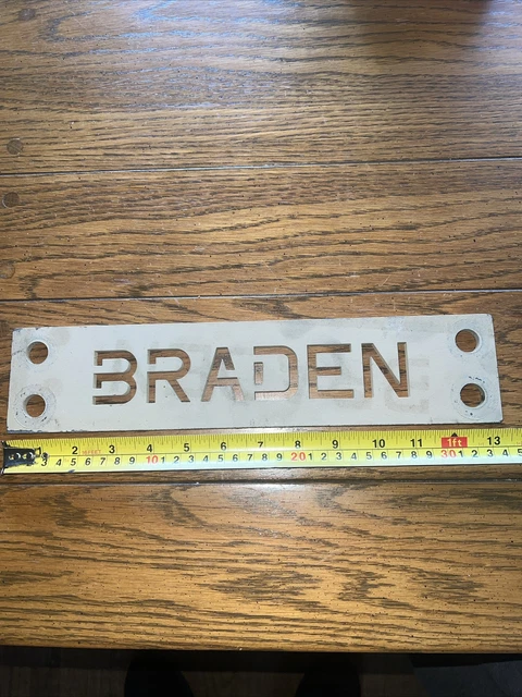 BRADEN WINCH CROSS Bar Name Plate Emblem Plaque Housing Connector 13-1/ ...