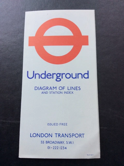 1977 NO. 3 London Transport Underground Map Diagram of Lines Tube Ref 9 ...
