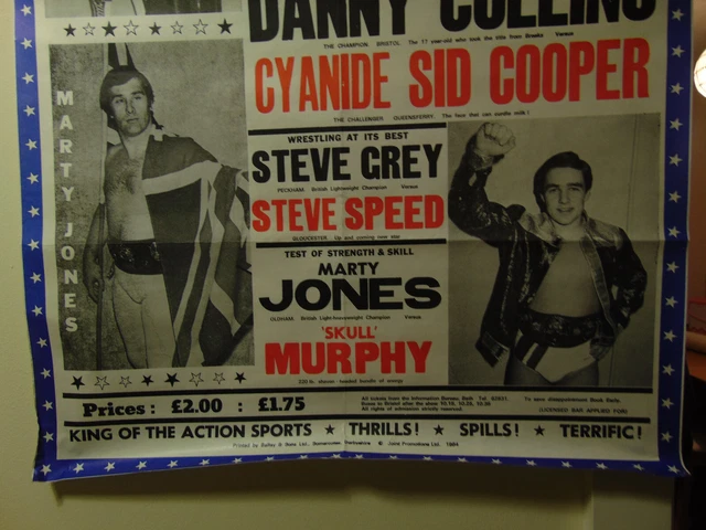 BRITISH WRESTLING POSTER (Fit Finlay, Marty Jones, Danny Boy Collins ...