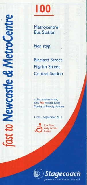 STAGECOACH BUS TIMETABLE - 100 - Newcastle-Metrocentre - September 2013 ...
