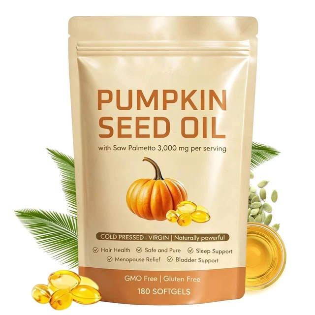 180PCS PUMPKIN SEED Oil 3000mg Softgels Cold Pressed Virgin Saw ...