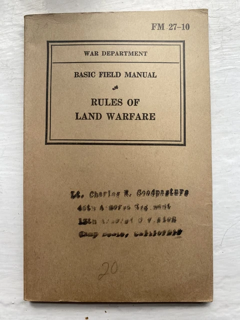 WW2 WAR DEPARTMENT Manual Rules of Land Warfare 1940 Original £26.99 ...