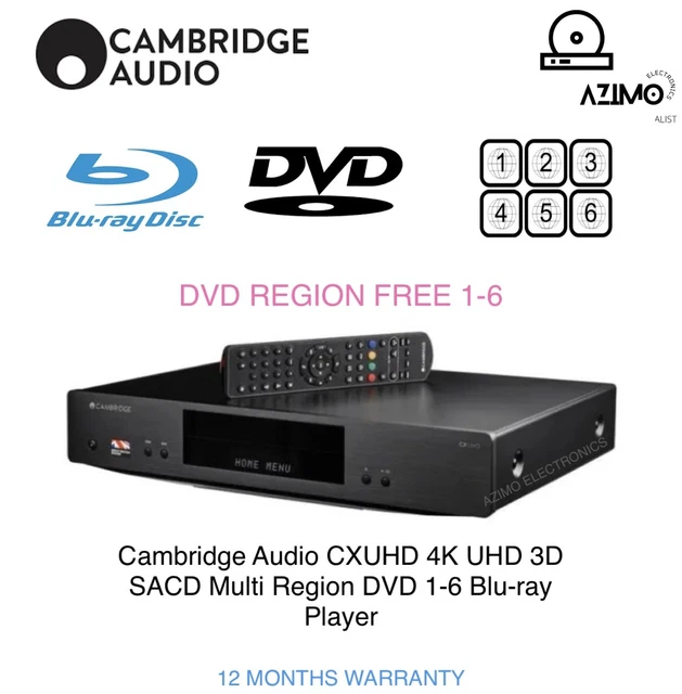 CAMBRIDGE AUDIO CXUHD 4K UHD 3D SACD Lettore Blu-ray Multi Regione 1-6 ...