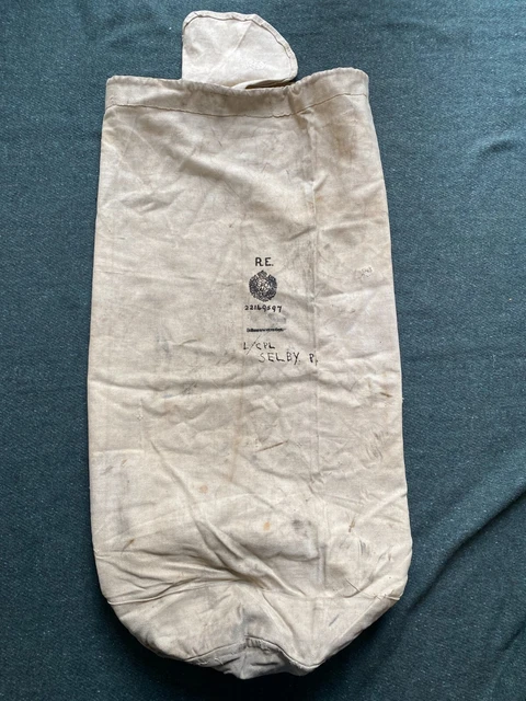 ORIGINAL WW2 Royal Engineers RE Soldiers White Kit Bag - 1944 Dated £39 ...