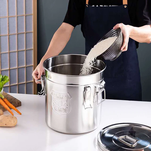 NUOVO SECCHIO DA cucina 6 L acciaio inox contenitore cereali ...