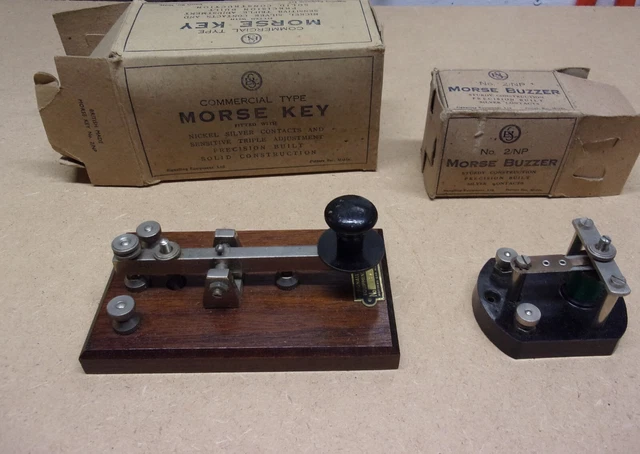 VINTAGE MORSE CODE key and buzzer, commercial type c/w with original ...