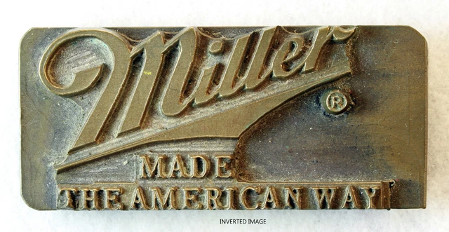 VINTAGE MILLER BEER Advertising Printers Ink Block, circa 1985 $40.00 ...