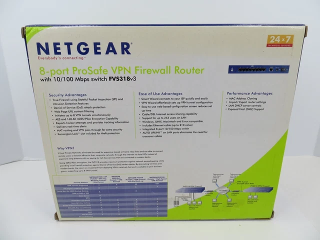NETGEAR FVS318 PROSAFE VPN Firewall 8 with 8-port 10/100 Mbps Switch ...