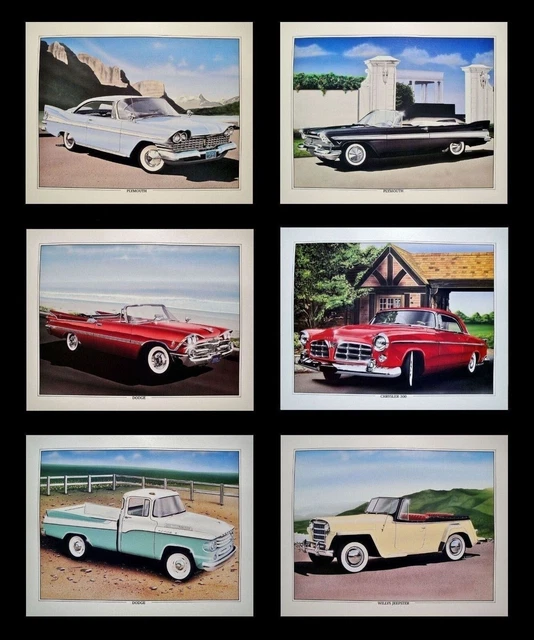 6 CHRYSLER AUTO Posters: 1956 1957 1958 1959 Fury Belvedere 318 350 361 ...