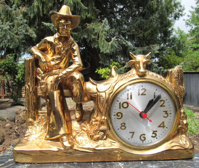 RARE VINTAGE ROY Rogers Mantle Clock 1950 Cowboy Western Works Very ...