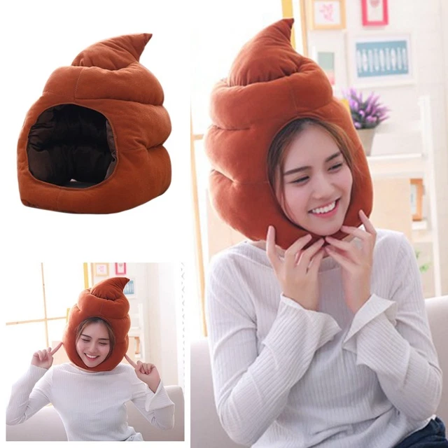 CUTE SHIT SHAPE Plush Hat Stuffed Toy Funny Fake Poop Headgear Party ...