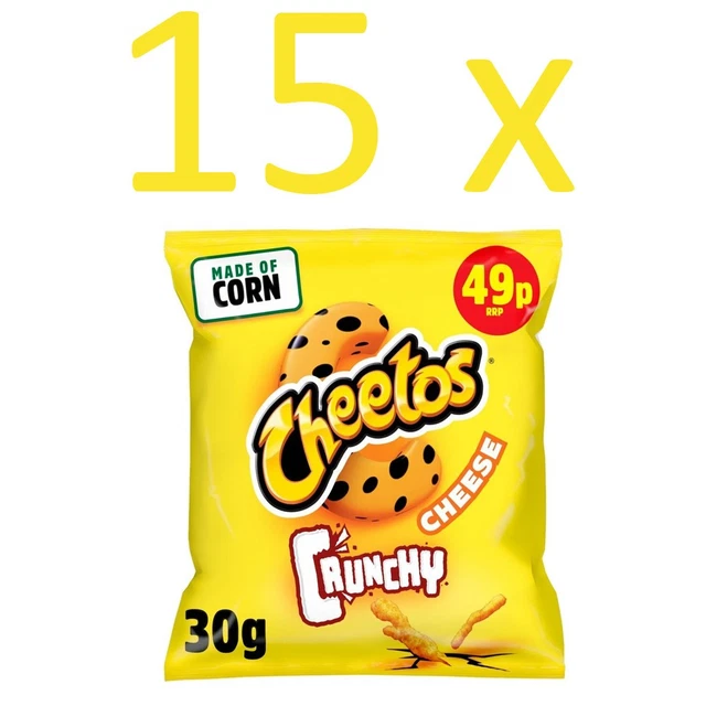 CHEETOS CRUNCHY CHEESE Snacks – Half Box of 15 x 30g Bags – Great Snack ...